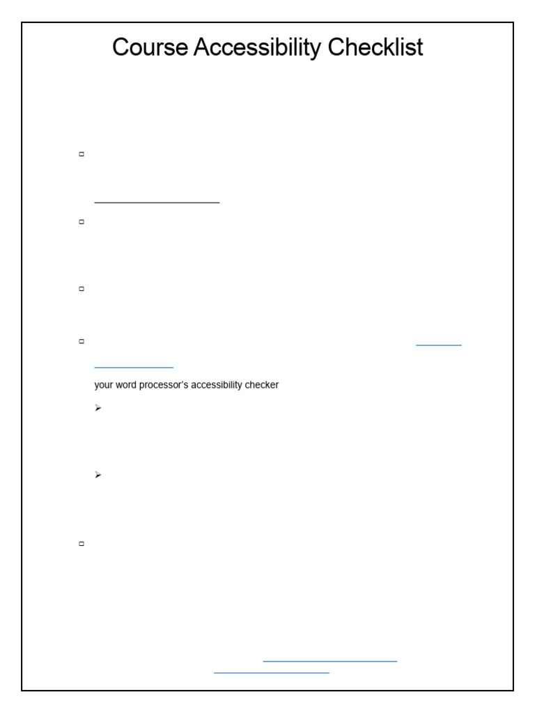 Course Accessibility Checklist 2 | PDF | Accessibility | Textbook