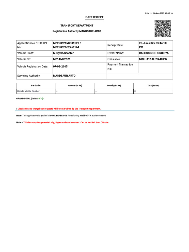 VAHAN 4.0 (Citizen Services) Onlineapp01 135 8014 | PDF