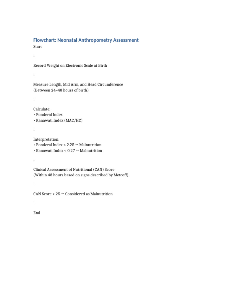 Neonatal Anthropometry Flowchart | PDF