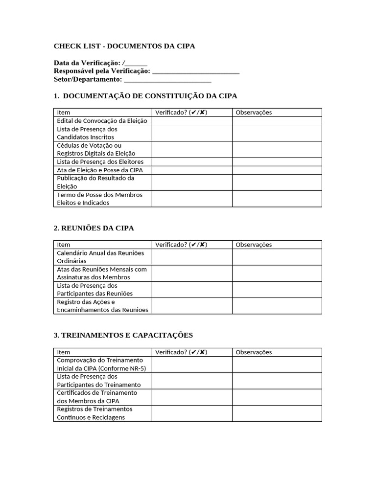 Check List Cipa | PDF