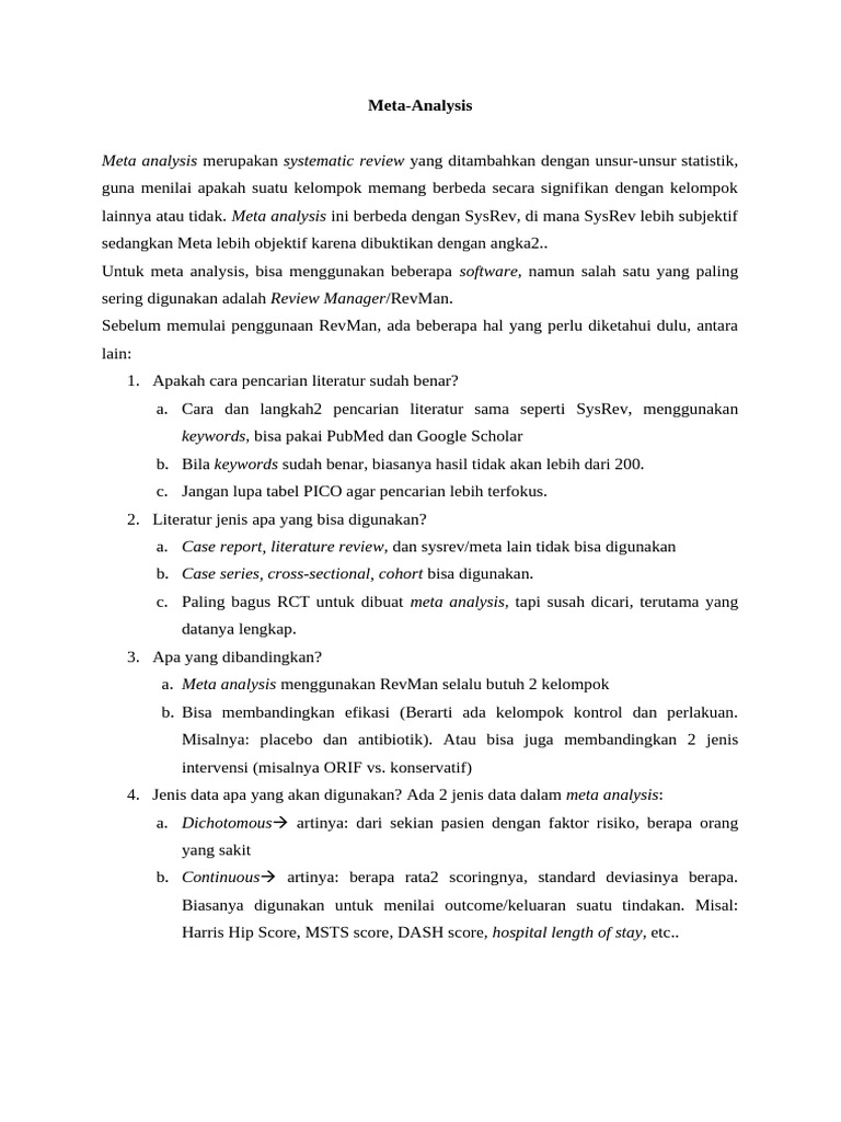 Panduan Meta-Analisis dengan RevMan | PDF
