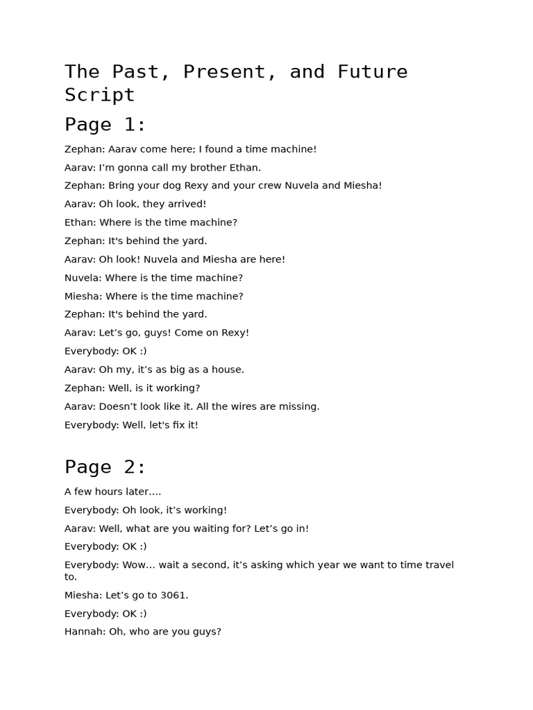 The Past, Present and Future English Project (Script) | PDF