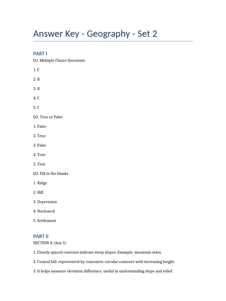 Geography Answer Key for Class 8 | PDF