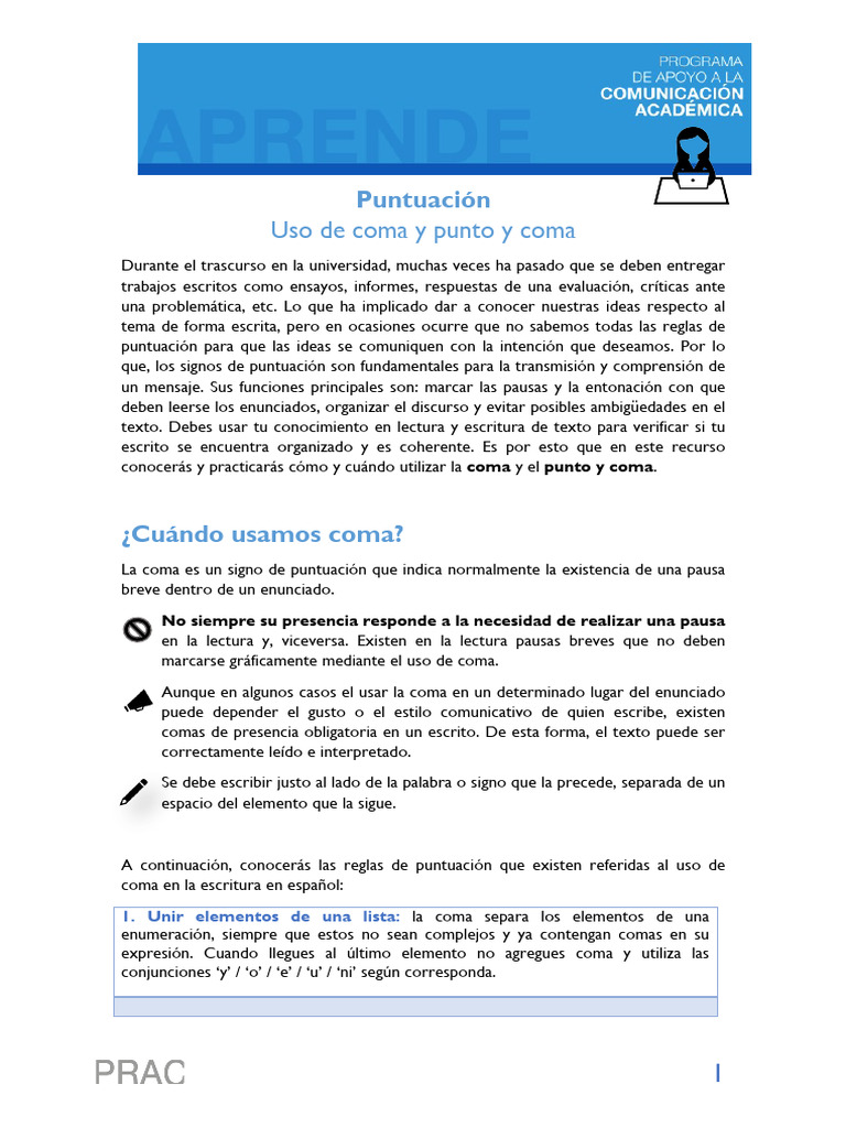 Uso de Coma y Punto y Coma | PDF | Coma | Puntuación