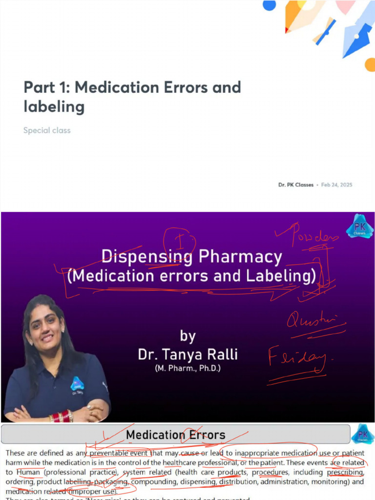 Part 1 Medication Errors and Labeling With Anno | PDF