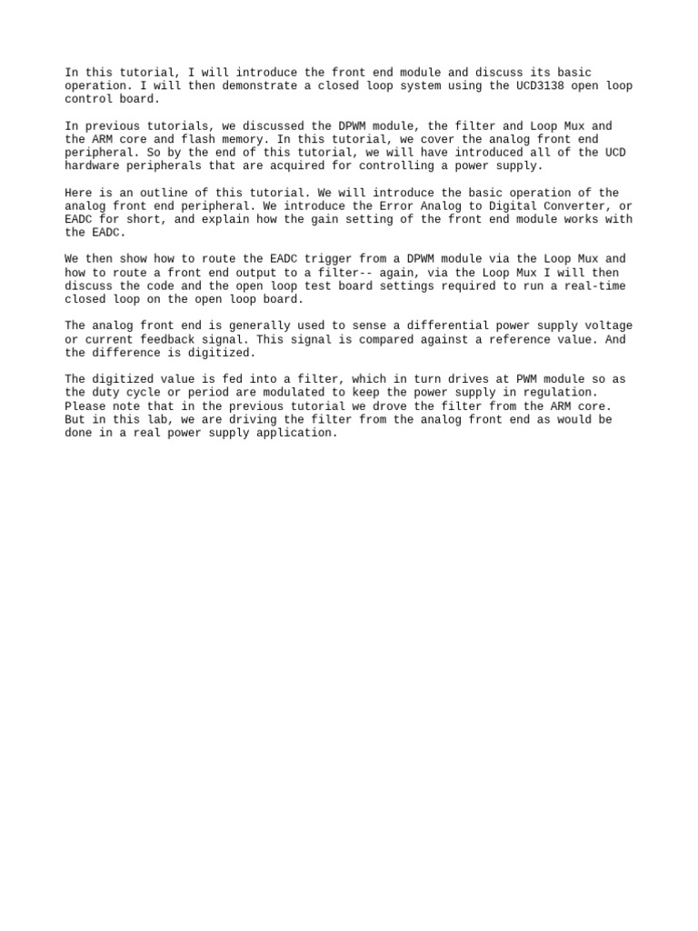 The UCD3138 Analog Front End (AFE) Module Introduction To The Analog Front End Module (AFE ...
