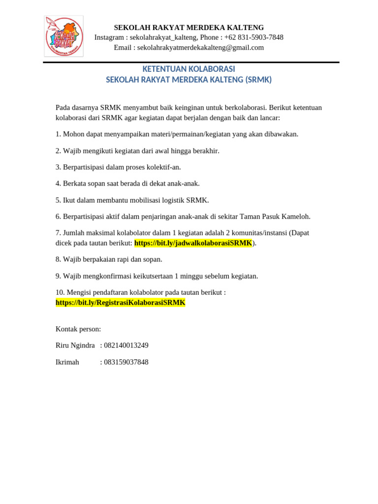 Ketentuan Kolaborasi SRMK | PDF