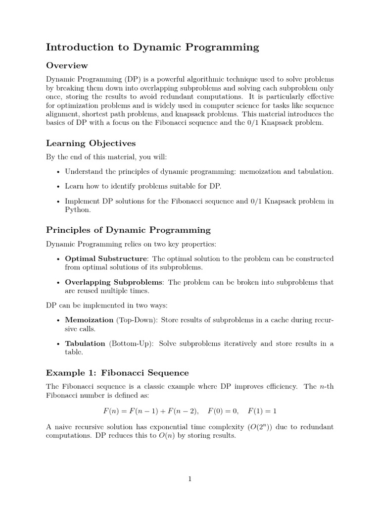 Introduction To Dynamic Programming: Optimal Substructure | PDF ...