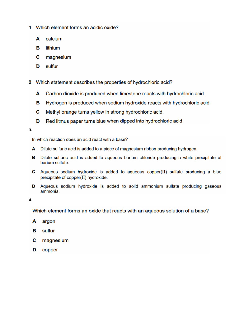 G9 - Acids and Bases TEST | PDF