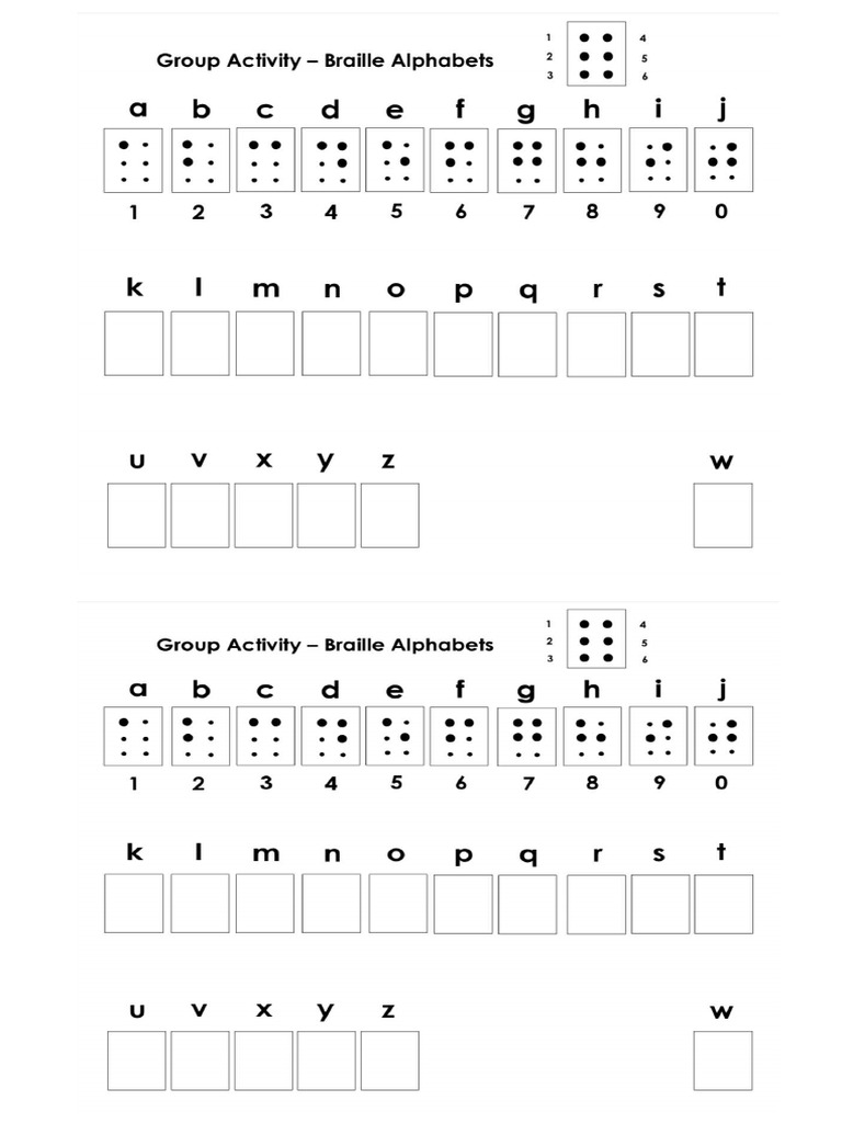 Braille Activity Sheet | PDF