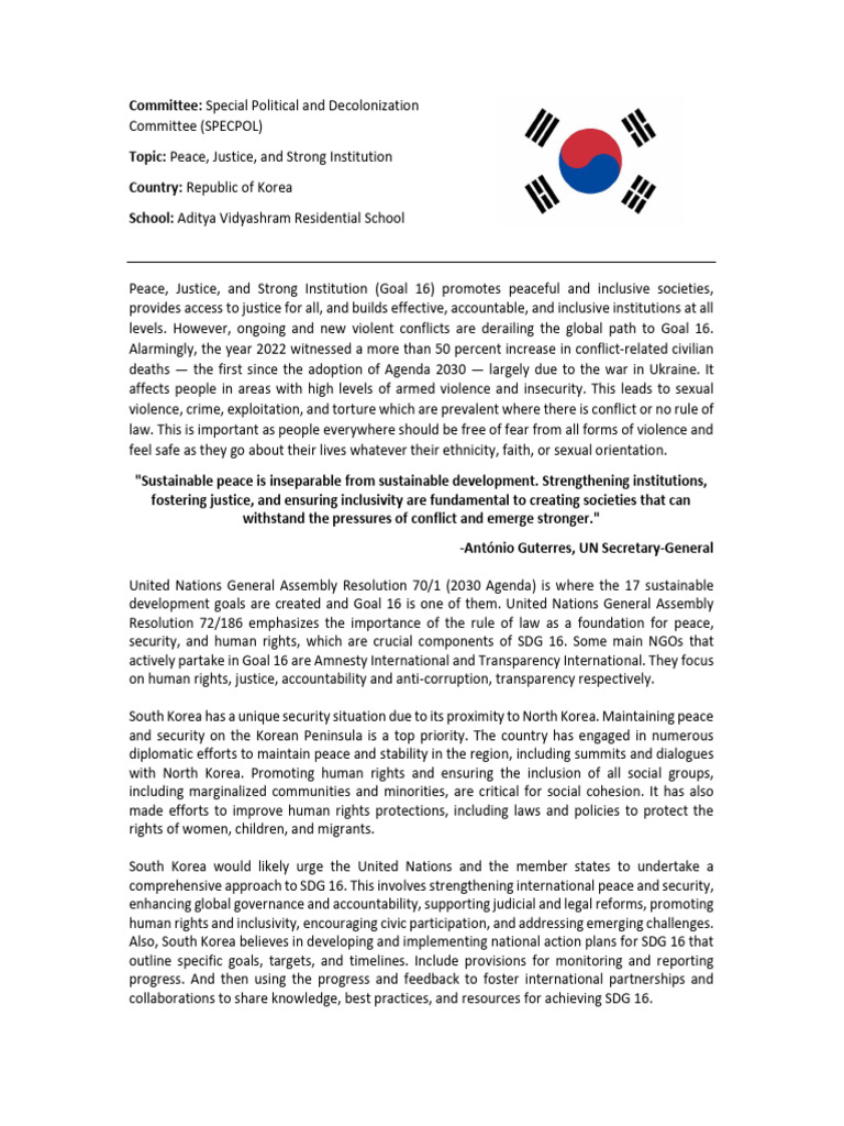 Position Paper For South Korea-Final | PDF | Government | Justice