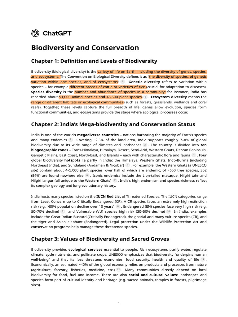 Biodiversity and Conservation | PDF | Biodiversity | Conservation Biology
