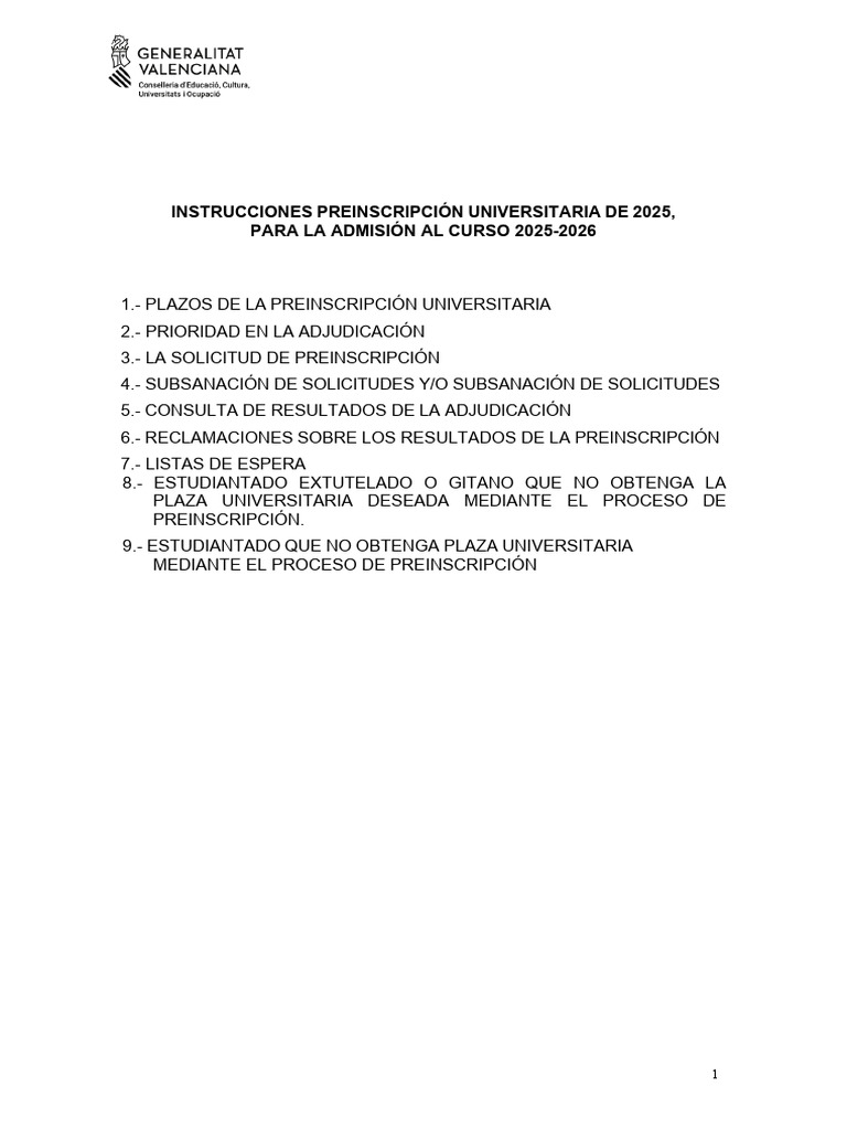 Instrucciones Preinscripción Universitaria 2025 | PDF | Calificaciones