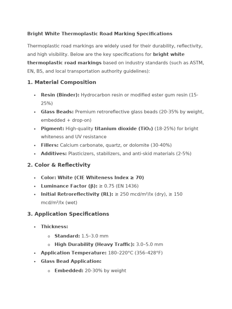 Thermoplastic Road Marking | PDF | Titanium Dioxide | Materials