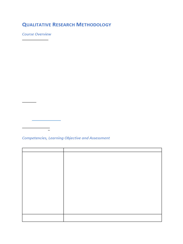 Syllabus of Qualitative | PDF | Focus Group | Qualitative Research