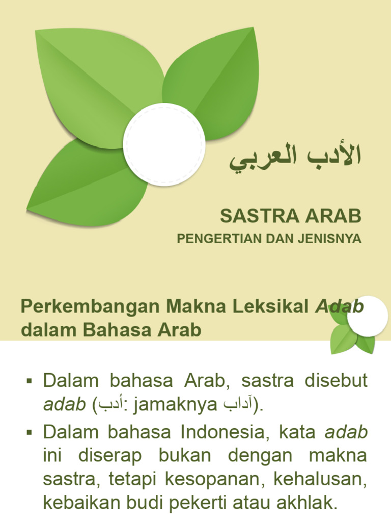 Pengertian dan Jenis Sastra Arab | PDF