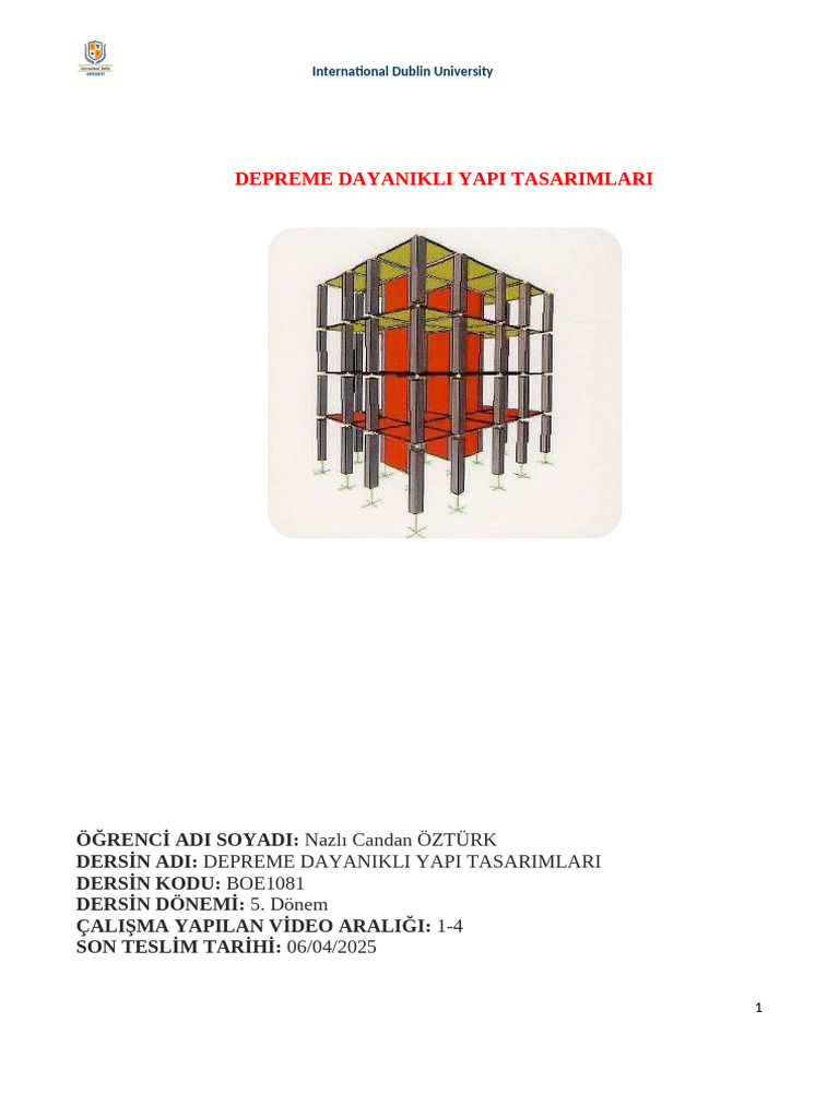 Depreme Dayanikli Yapi Tasarimi - 01 | PDF