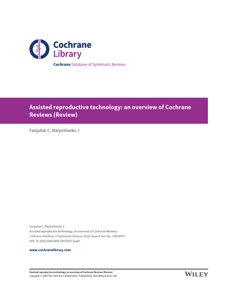 Assisted Reproductive Technology An Overview of Cochrane 2018 | PDF | In Vitro Fertilisation ...