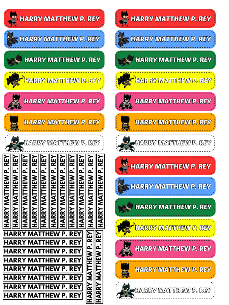 Pink and Green Illustrative Cute Name Label Document A4 .PDF 2 | PDF