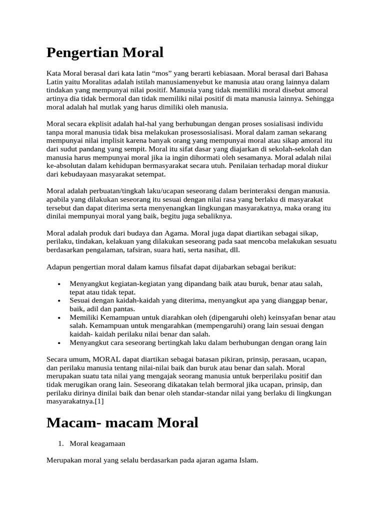 Definisi dan Pengertian Moral | PDF