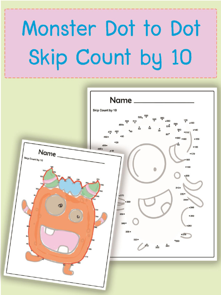 MonsterConnecttheDotsDottoDotSkipCountingby10Worksheetsfree 1 | PDF