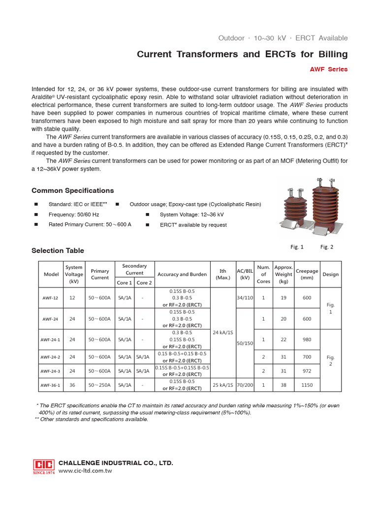 Current Transformers Extended Range Current Transformers (ERCTs) For ...