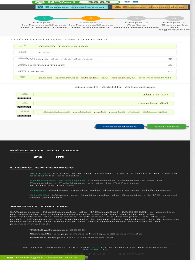 Inscription en ligne sur Wassit ANEM | PDF