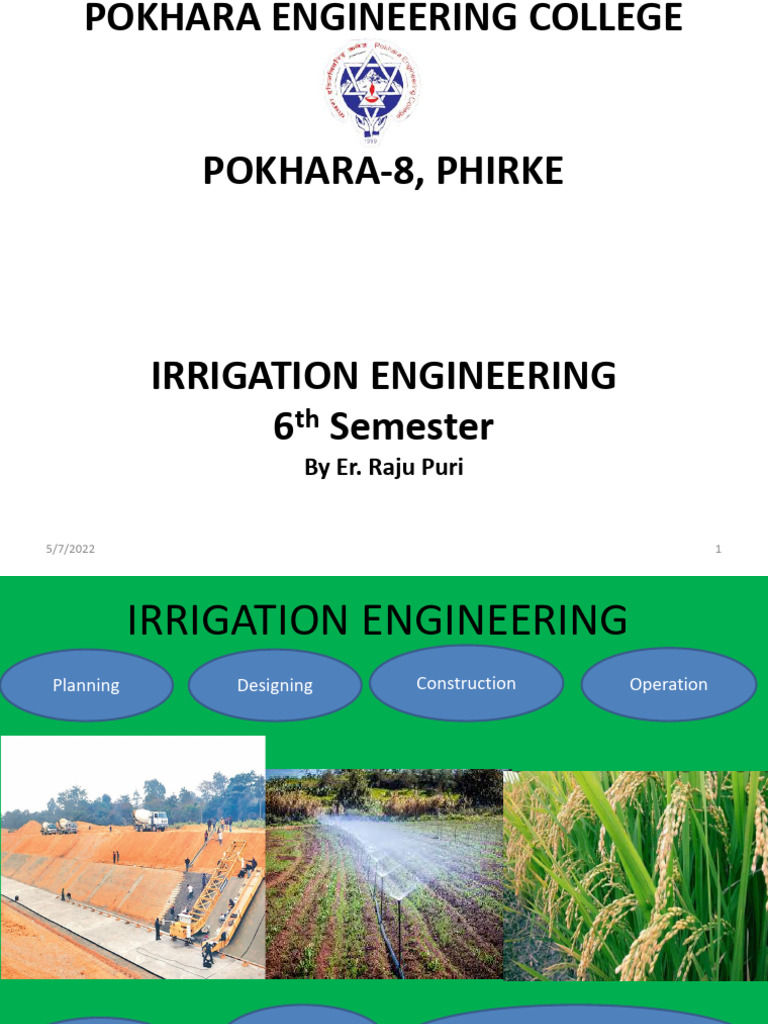 Irrigation Engineering Chapter I PDF | PDF | Irrigation | Earth Sciences