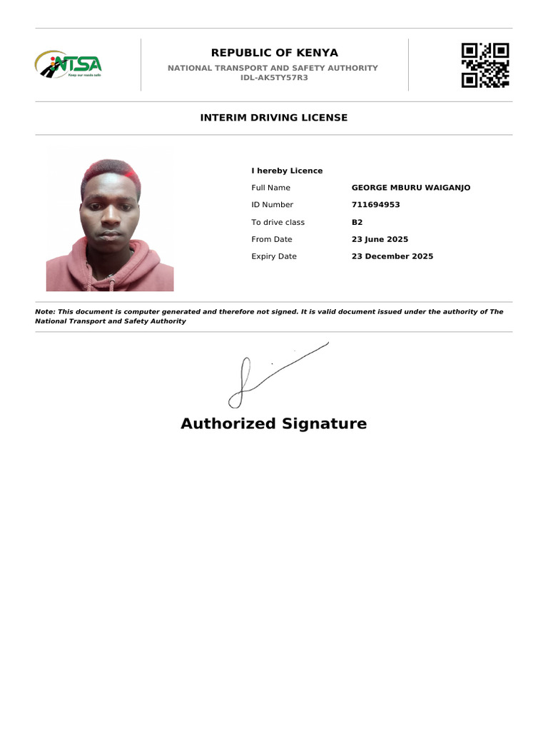 IDL AK5TY57R3 Interim Driving License | PDF