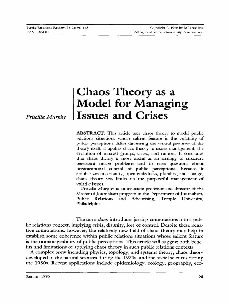 Chaos Theory As A Model For Managing Issues and Crises | PDF | Chaos ...