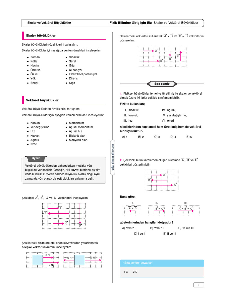 Fizik Bilimine Giris Vektorler Ek | PDF