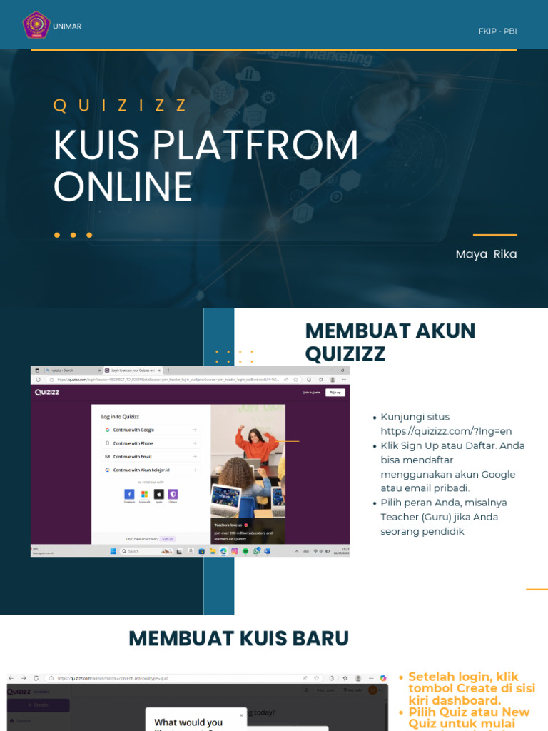 Tugas Pertemuan 6 - Kuis Menggunakan Platfrom Online (Quizizz) | PDF