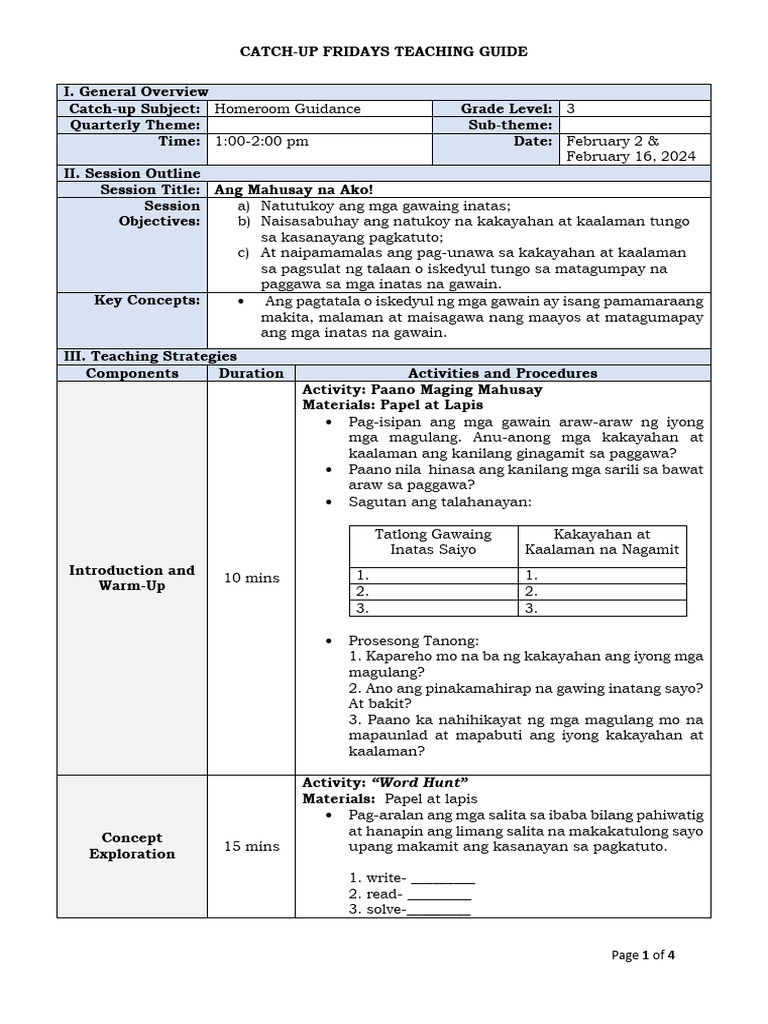 HGP Quarter 3 W1 Grade 3 | PDF