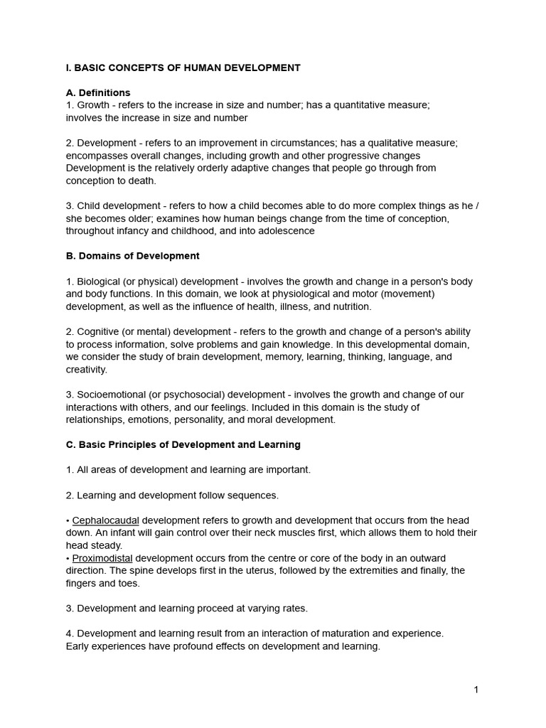 Human Development: Key Concepts & Stages | PDF | Cognitive Development ...