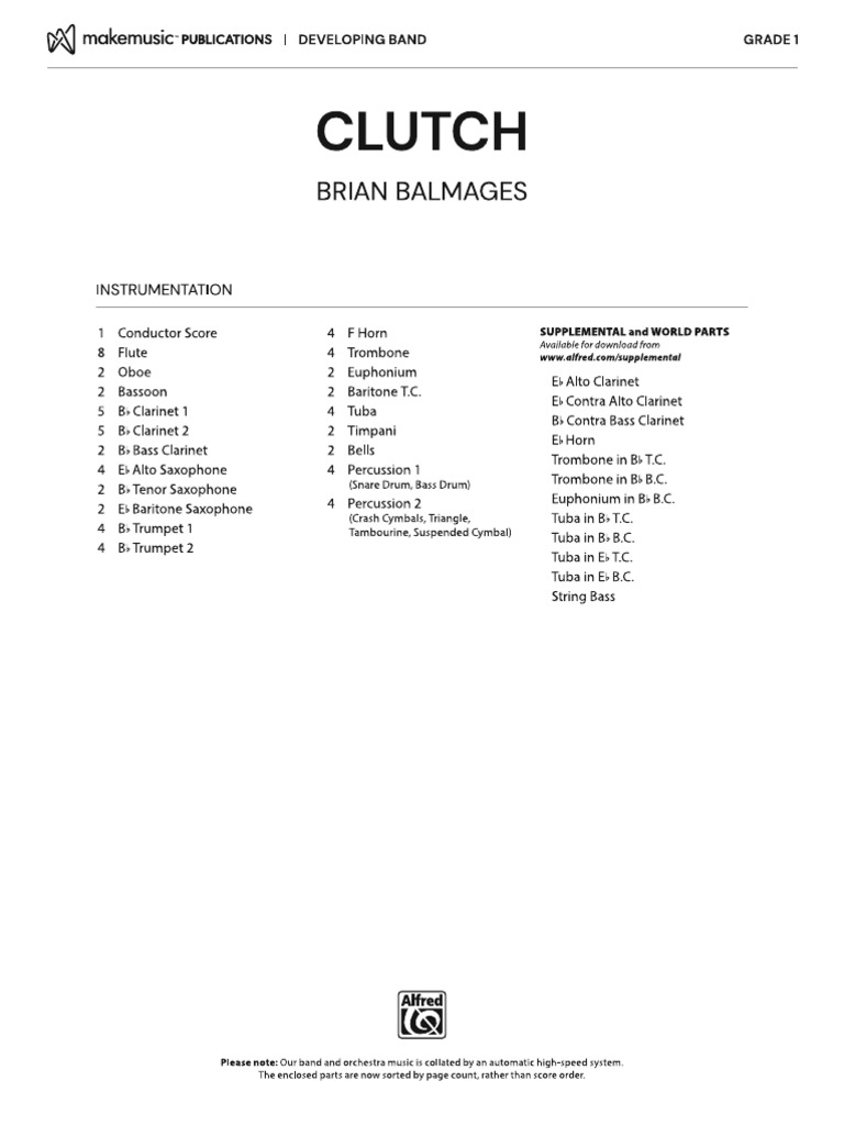 Clutch - Brian Balmages | PDF | Musical Compositions | Musical Instruments