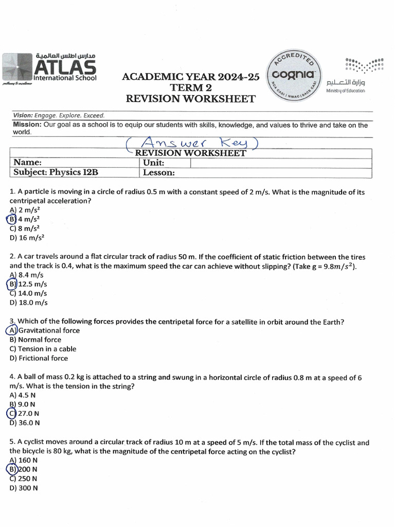 Physics 12B Worksheet Answers | PDF