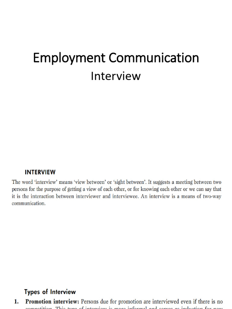 Employment-Communication 1 | PDF