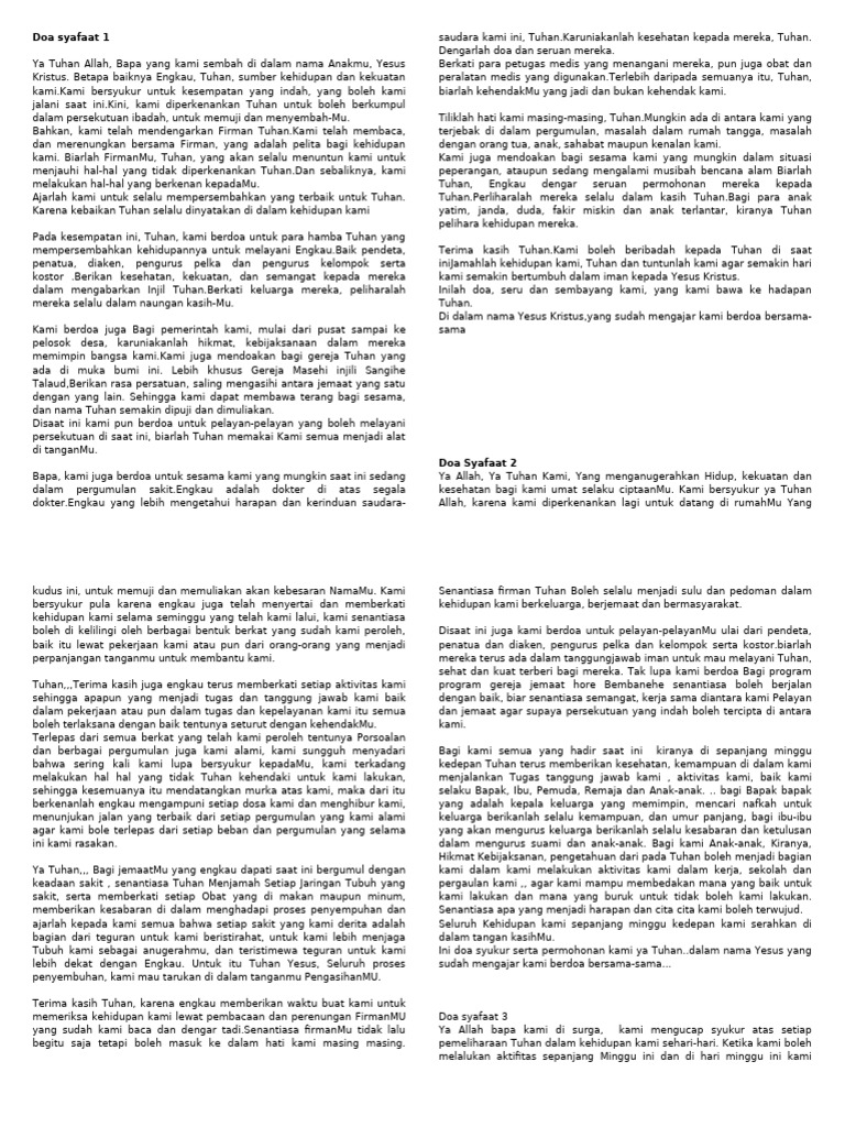 Doa Syafaat untuk Gereja dan Pelayanan | PDF