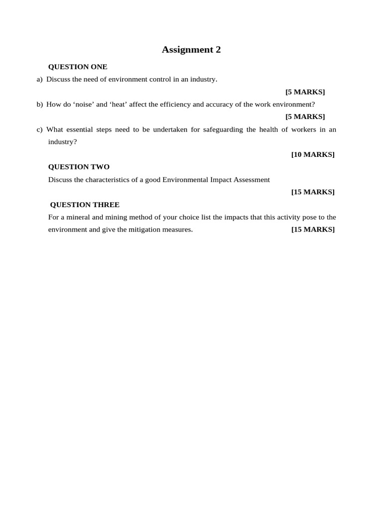 Mine Safety Health and Environment Assignment 2 | PDF