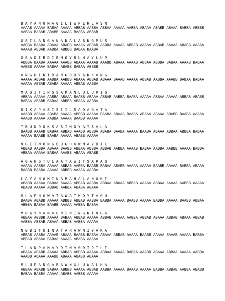 Lupang Hinirang Baconian Cipher With Plaintext | PDF | Cryptography ...