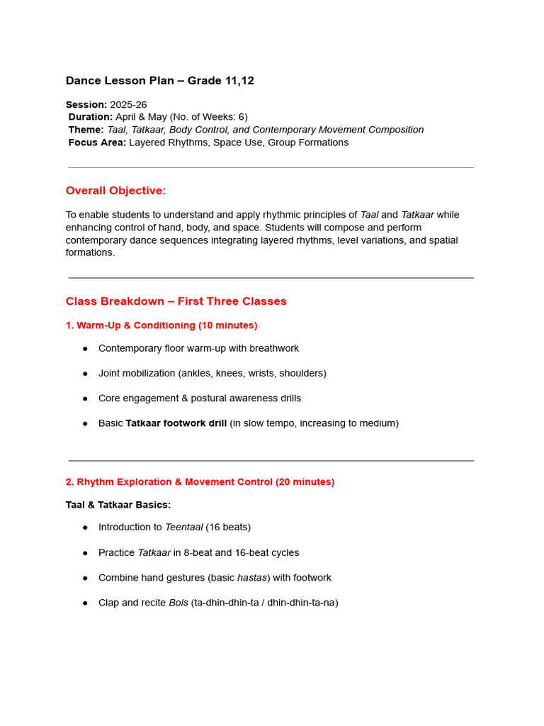 Dance Lesson Plan - Grade 11,12 | PDF | Rhythm | Dances
