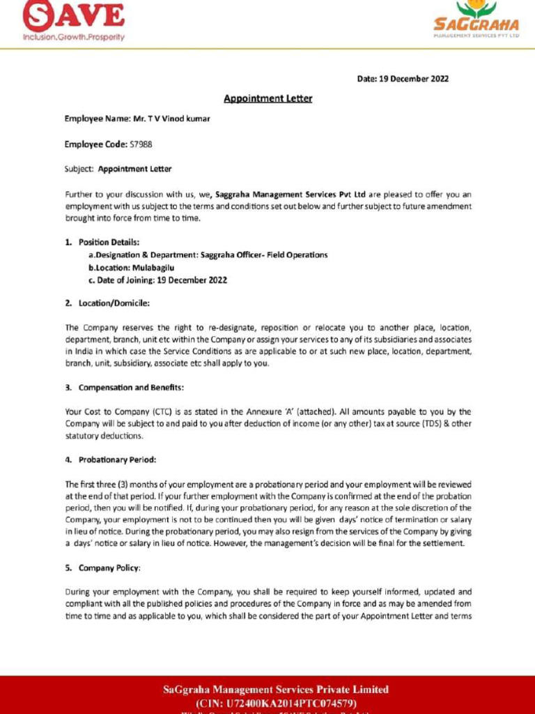 Co Applicant Appointmant Letter 2 | PDF