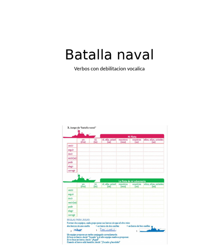Batalla Naval Verbos Debilitacion Vocalica | PDF
