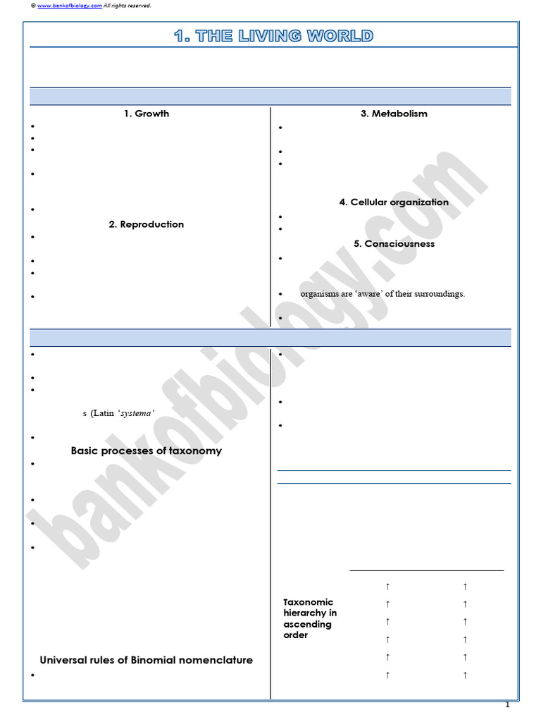 Characteristics of Life in Biology | PDF | Taxonomy (Biology) | Taxon