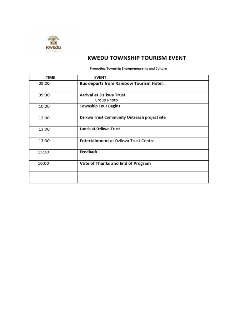 DZ Township Tourism Event Program | PDF