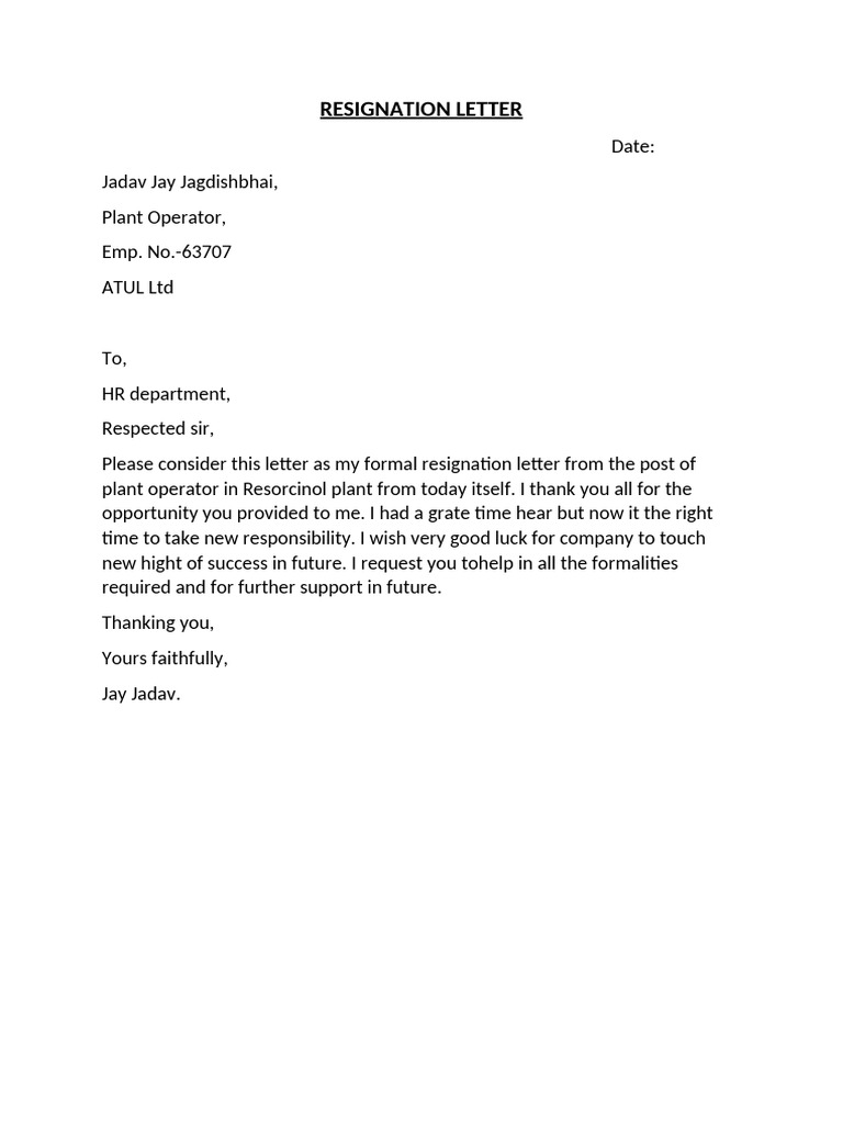 Good Resignation Letter | PDF