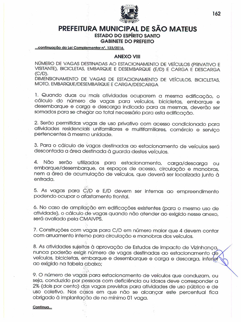 Leis Complementares 2016 Anexo 8 2estacionamento | PDF