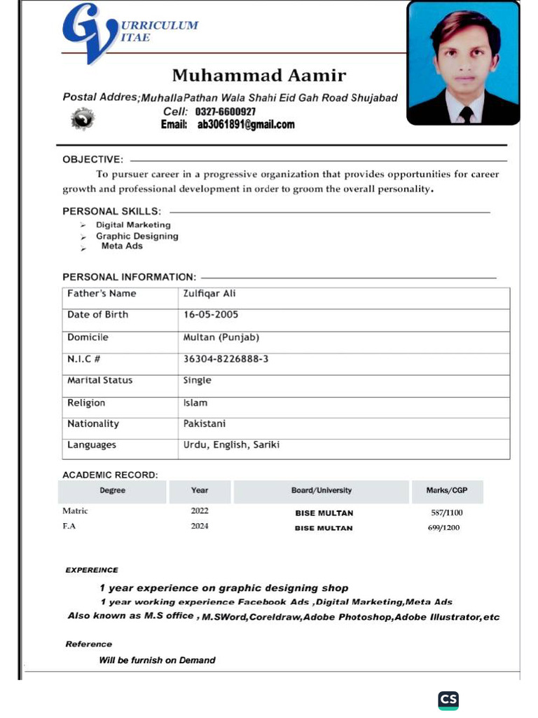 Aamir Bhutta CV | PDF