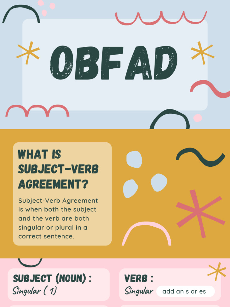 Subject-Verb Agreement Educational Presentation in Colorful Playful ...