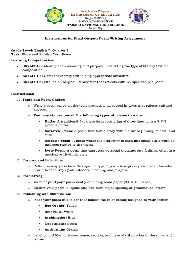 Instructions For Poem Writing | PDF | Poetry | Creativity